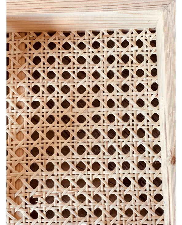 Plateau en bois et tissage cannage - Ma Collection Bohème